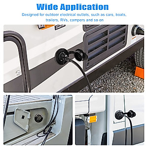 WAWETA 15 Amp Flanged Inlet 125V, Shore Power Inlet with Waterproof Cover, NEMA 5-15 AC Port Plug 2 Pole 3-Wire Generator Male Receptacle for Marine Boat RV Shed Electrical Extension