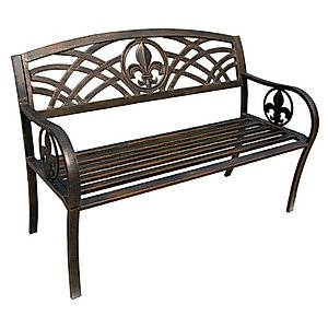 Leigh Country Fleur De Lis Metal Bench