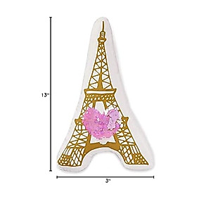 Heritage Kids Eiffel Tower Figural Throw Dec Pillow with Heart Sequin, Gold