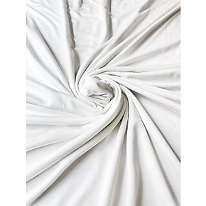 Cotton Jersey Spandex Fabric - Soft - Breathable - All Way Stretch Fabric - Medium Weight - Perfect Choice for Baby Grow, Tshirts, and Cotton Jersey Sheets - 58 Inches Wide - 1 Yard (White)