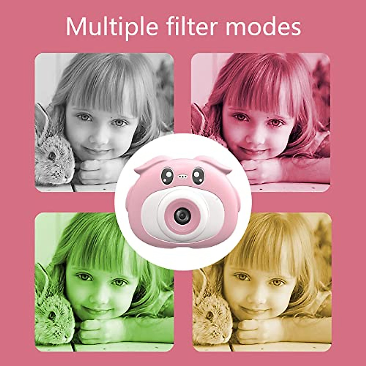 1080P Digital Camera for Kids - Mini Cartoon Children's Camera, 2.0 Inch Screen Front and Rear Dual Camera, High-Definition Photo Digital Camera, Rechargeable