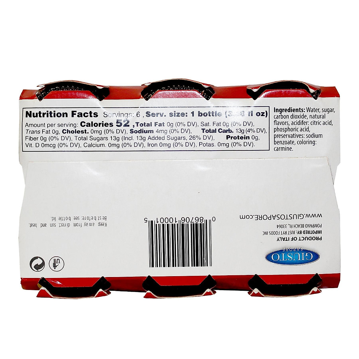 Giusto Sapore Italian Red Bitters 6 Count