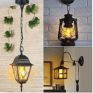 Led Flame Light, Flicking Flame Candles Fire Lanterns Outdoor Hanging Lamps with Remote and 4 Flame Modes for Home Party Garden Christmas Decoration