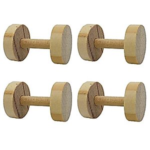 Scicalife Hamster Toys 4Pcs Wooden Parrot Toys Bird Chewing Toys Mini Dumbbell Playthings for PetAquarium Pipe Fittings Bird Toys