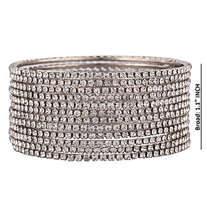 Efulgenz Crystal Bangles for Women Indian Bangles for Women Indian Bangle Set White Bangles for Women Indian Jewelry Indian Traditional Indian Bangles Indian Bangle Wedding Bridal Bracelet Jewelry for Women