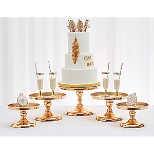 XENITE Dessert French Gold Cake Stand Set of 3 Metal Cupcake Holder Round Glass Top Gorgeous Dessert Display Stands Trays Set for Christmas Party Fruit Plate