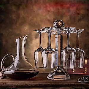 Elegant Desktop Crystal Glass Stemware Rack/Rotate 8 Wine Glass Storage Holder Stand Air Drying Rack(No included wineglass) (Large)