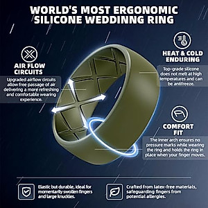 Egnaro Silicone Ring Men, Inner Arc Ergonomic Breathable Design Mens Rubber Wedding Band, 7 Rings / 4 Rings / 1 Ring Engagement Bands Promise Anniversary Rings, Suitable for Sports, Workout, Gym