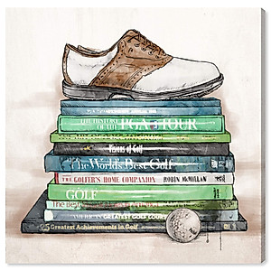Wynwood Studio Fashion and Glam Wall Art Canvas Prints 'Golf Books' Home Décor, 20 in x 20 in, Green, Brown