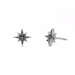 Boma Jewelry Sterling Silver Marcasite North Star Stud Earrings