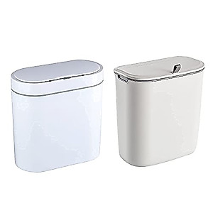 Bundles of 2.5 Gallon Motion Sensor Trash Can and 2.5 Gallon Hanging Trash Can, ELPHECO for Bathroom and Kitchen use