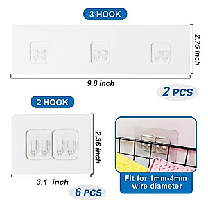 HAPY SHOP 8 Pack Adhesive Hooks Sticker Strong Shower Caddy Adhesive Hooks Replacement Nail Free Transparent Adhesive Pad No-Trace Wall Stick Adhesives Hook for Bathroom Shower Caddy Corner Shelf