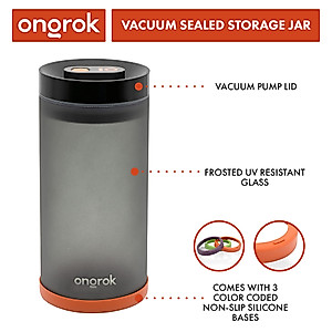 ONGROK Glass Storage Jar (1200ml/3oz) with Vacuum Pump Technology, Air Proof Containers to Preserve Smell and Aroma