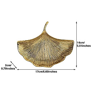 Golden Leaf Tray Ginkgo Leaf Decorative Gold Trinket Dish Jewelry Ring Holder Gold Leaf Jewelry Plate Dish Vanity Tray​
