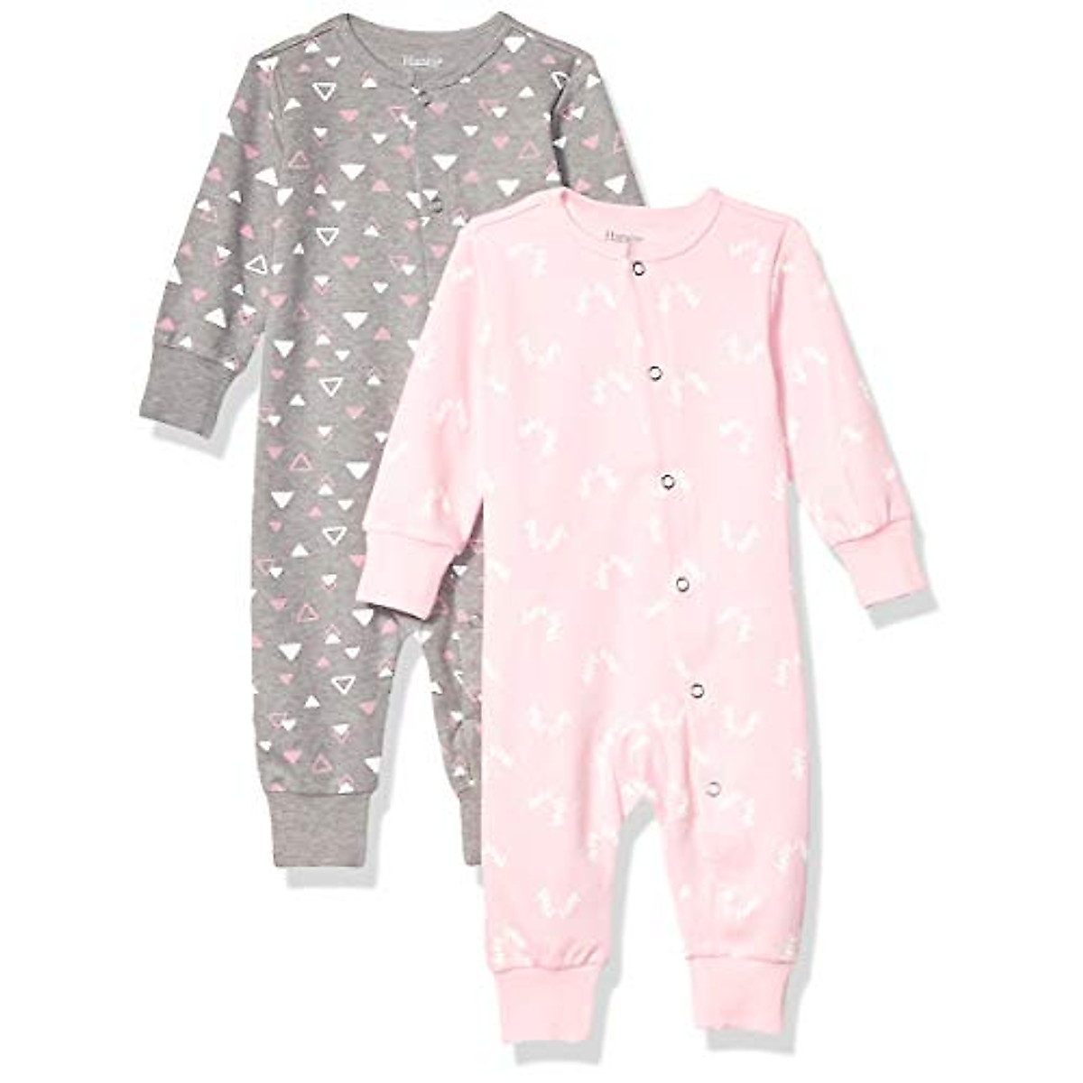 Hanes baby girls Ultimate Flexy 2 Pack Sleep and Play Suits Layette Set, Pink Shapes, 12-18 Months US