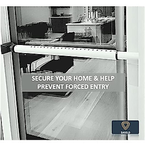 Generic 2-in-1 Solid Steel Security Bar, Heavy Duty Door Stopper and Sliding Patio Door Jammer, Compact, Adjustable Telescopic Length, White