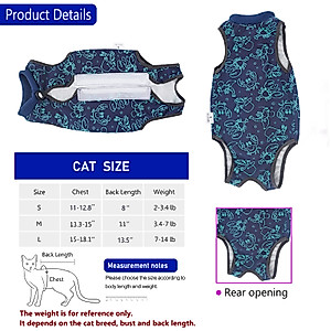 kzrfojy Cat After Surgery Recovery Suit / Onesie for Surgical Abdominal Wound Or Skin Diseases E-Collar Alternative Wear Cat Neutering Bodysuit Wear (Dark-Blue-M)