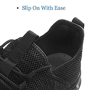 EGMPDA Women's Slip On Walking Running Shoes Casual Lightweight Tennis Athletic Workout Gym Sports Fashion Sneakers Black 8 M US