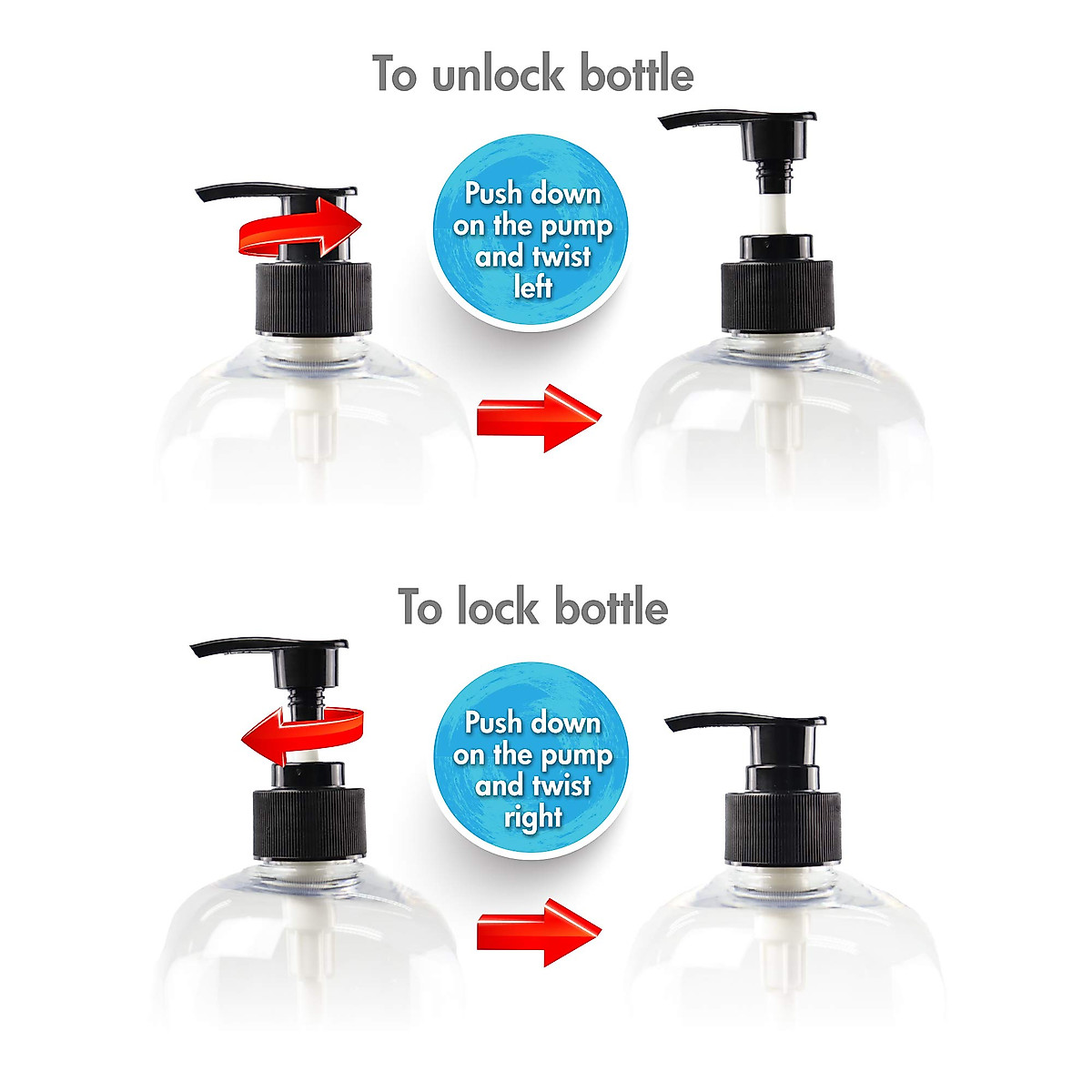 2 Pack Empty Pump Bottles - Plastic Pump Dispenser Bottle With Black Pump, Gift Box, And Collapsible Funnel For Hair Shampoo, Conditioner, Hand Soap, Laundry Detergent, And Hand Lotion