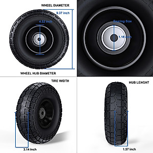 Moving Adjustable Dolly, 2 × 10" Heavy Duty Solid Rubber Tires Wheels 1000LBS Load Capacity for Panel/Slab/Plywood/Door/Granite/Drywall Material Handling and More - Yellow