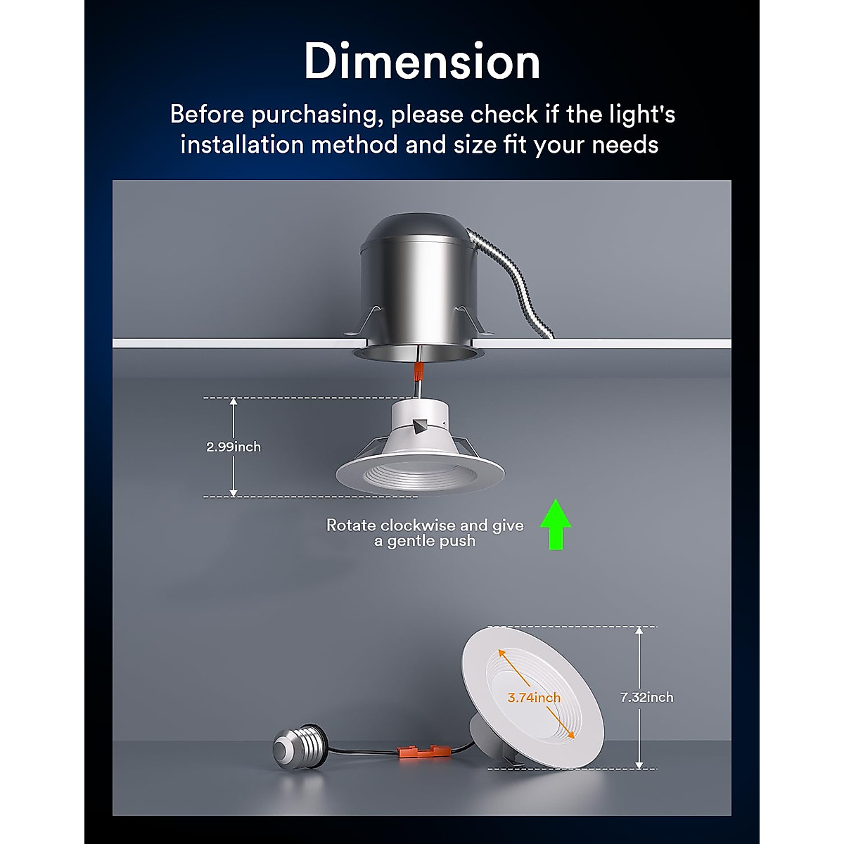 Lumary 5/6 Inch WiFi Smart LED Can Lights Retrofit Recessed Lighting - 13W 1100LM RGB Color Changing Downlight, Baffle Trim, Work with Alexa/Google Assistant/Siri, Bedroom, Kitchen, Living Room 4 Pcs
