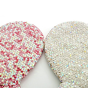 Wowagoga Sparkling Rhinestone Heart Shaped Handheld Mirror Heart Mirror Cosmetic Hand Mirror with Handle Cute Hand Mirror for Women Girls(White)