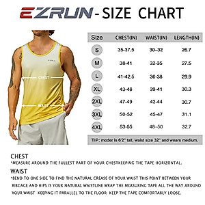 EZRUN Men's Quick Dry Workout Tank Top Swim Beach Shirts for Gym Athletic Running Muscle Sleeveless Shirts(YellowGradient,l)