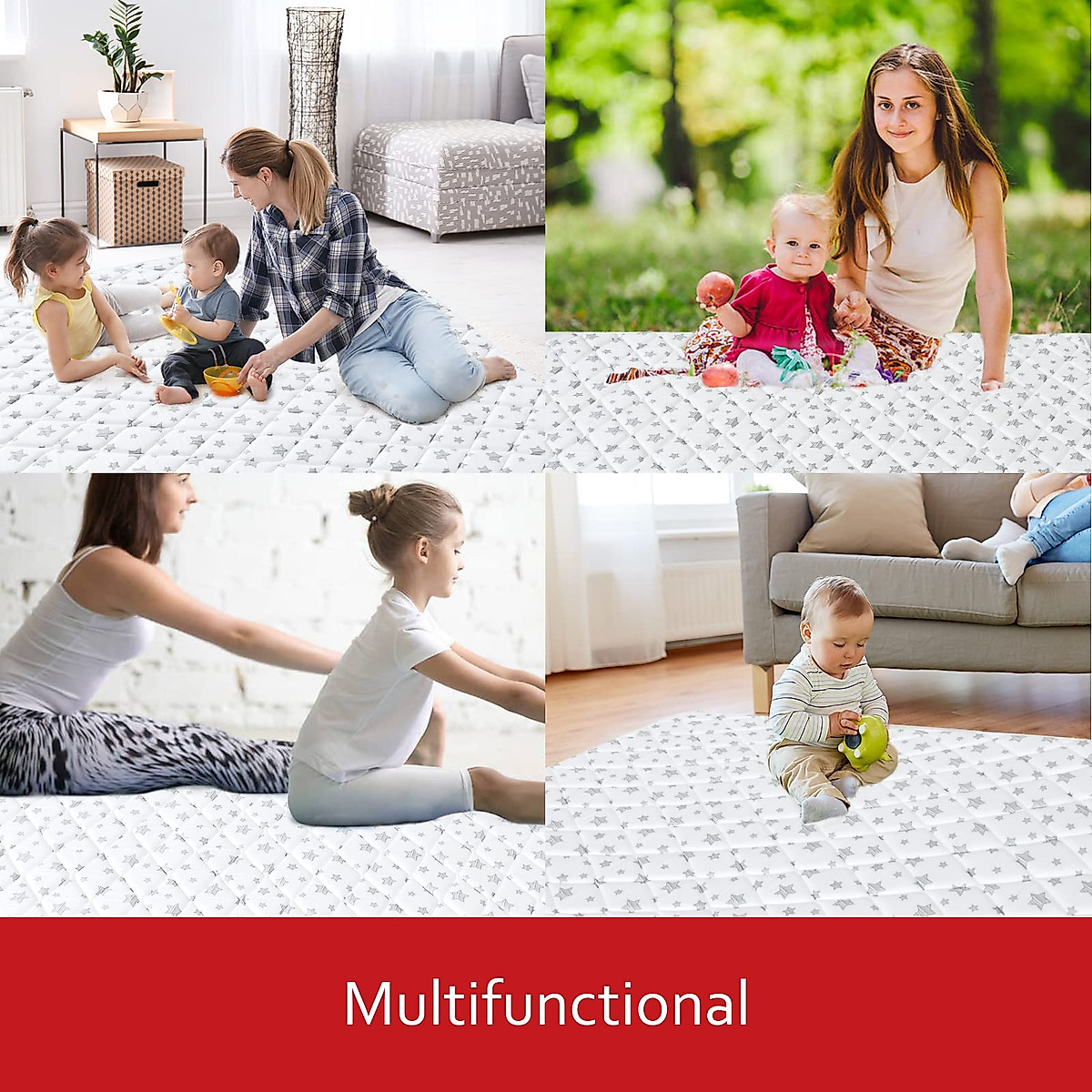 Premium Foam Baby Play Mat, 50''x50'' Playpen Mat, One-Piece Crawling Mat Non Slip Cushioned Mats for Babies, Infant and Toddler, Baby Floor Play Mat