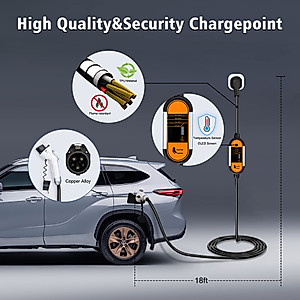 feyree Level 2 EV Charger,110-240V Home Flex Electric Vehicle Charging Stations with 18ft Extension Cord, EV Charger Overheating Protection Level 1-2 EV Charger NEMA 5-15 Adapter