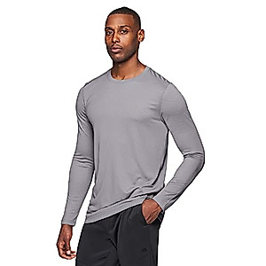 RBX Men's Textured Quick Drying Long Sleeve Performance Tee Jacquard Grey L