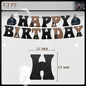 Drake Themed Birthday Party Decorations OVO Aubrey Drake Graham Party Decor Rapper Party Supplies Favors Happy Birthday Banner Cake Toppers Balloons Set of 33Pcs