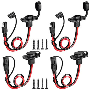 Tuanse 4 Pcs 12 AWG Power Socket Sidewall Port Compatible with SAE Quick Connect Solar Panel Weatherproof Solar Panel Cables and Connectors Battery Connector Power Parts for Generator Battery Charger