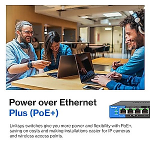 Linksys LGS108P 8 Port Gigabit Unmanaged Network PoE Switch with 4 PoE+ Ports @ 50W - Ideal for Business, Home, Office, IP Surveillance - Desktop Ethernet Switch Hub with Metal Housing