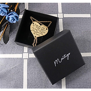 Meiligo® Retro 3 Pcs Best Friends Forever Gift Side by Side Or Miles Apart Letter Puzzle Dog Tag Necklace Heart Matching Engraved Letter Jewelry (Gold)