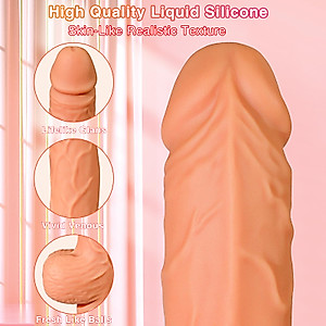 Sex Machine Thrusting Realistic Dildo for Women with 10 Vibrating & Thrusting Modes for G Spot Clitoral Anal Stimulation, Remote Control Silicone Vibrator, Adult Sex Toy (Flesh)