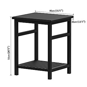 WTZ Nightstand, End Table, Bamboo Night Stand Bedside Table, Side Table for Bedroom Living Room Lounge, Space Saving, Easy to Assemble, NS-537 (1 Pack, Black)