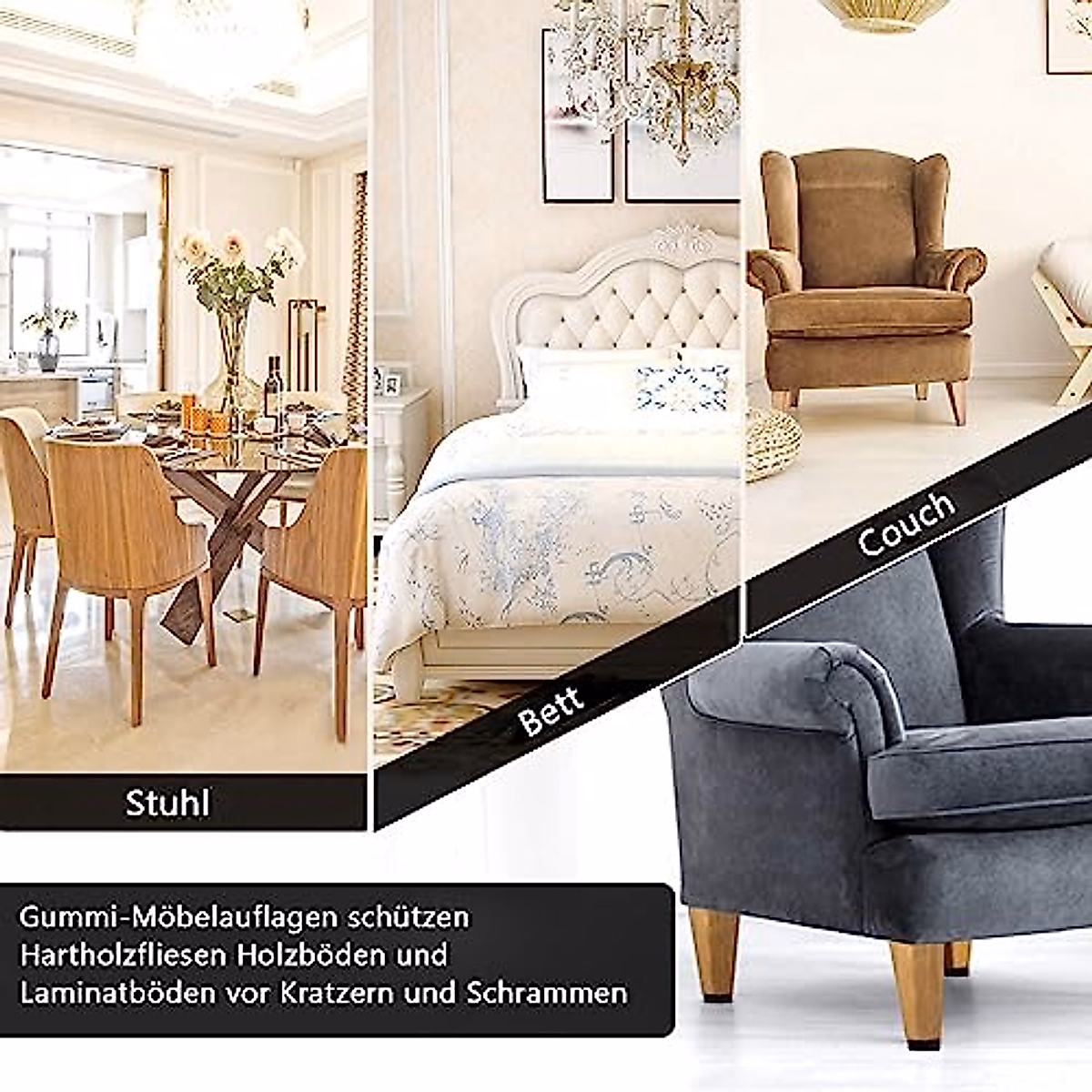 Yelanon Non Slip Furniture Pads -12pcs 4" Furniture Grippers Hardwood Floors, Non Skid for Furniture Legs,Self Adhesive Rubber Feet, Anti Slide Furniture Floors Protectors for Keep Couch Stoppers