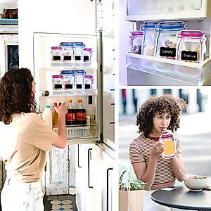 81 Pcs Reusable Mason Jar Bags Food Storage Plastic Bags Multi-Size Fresh Leak Proof Sandwich Snack Zipper Bags with Chalkboard Label Sticker Silicone Funnel for Kitchen Camping Travel Office