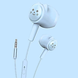 Gaweb Earphones, Sports Headphone Cute Cats Shape Durable Plastic Wired Games Headset for Outdoor - Blue, (2533725-Gaweb-1)