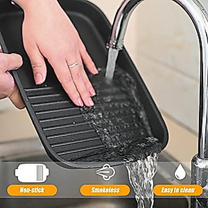 AEWHALE 2-in-1 Multifunctional Electric Grill,Indoor Smokeless Electric Griddle Electric Skillet with Removable Non-Stick Plate+Pot+Lid,1400W Adjustable Temperature Party Griddle