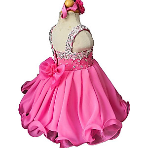 Jenniferwu G466 Infant Toddler Baby Newborn Little Girl's Pageant Party Birthday Dress Bubble Pink Size 18-24M