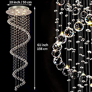 Modern Contemporary Swirl Chandelier Lighting for Foyer Dining Room Kitchen Chandelier Fixture Ceiling Light Rain Drop with All Crystal Balls D20'' X H61'' of CRYSTOP