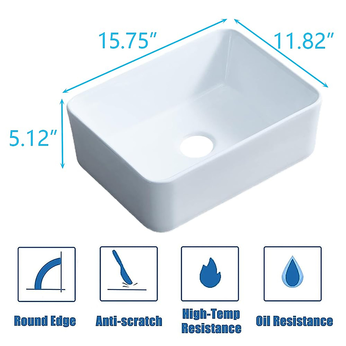 Ufaucet 16x12 Ceramic Vessel Sink