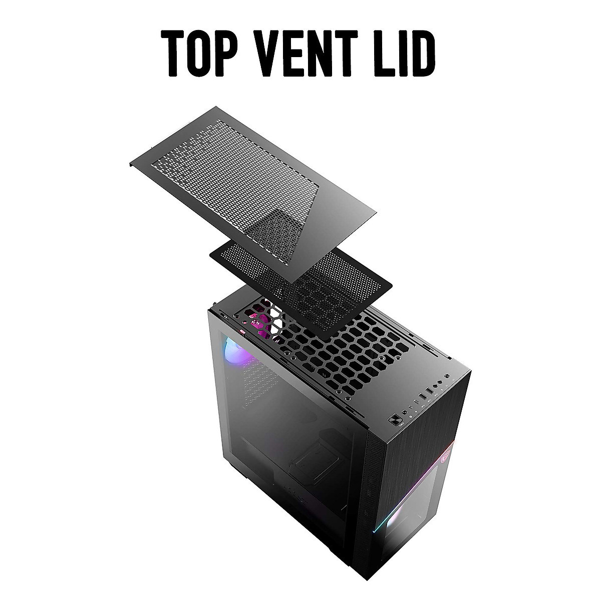 MSI MPG Series SEKIRA 100R, Premium Mid-Tower Gaming PC Case: Tempered Glass Side Panel, Liquid Cooling Support up to 360mm Radiator, Two-Tone Design