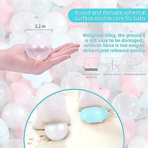 Heopeis Star Pit Balls for Ball Pit - Pack of 100 -Pastel and Pearl Star Balls BPA Free Phthalate Free Crush Proof Balls for Toddlers Baby Kids Party(50Balls+50Stars).