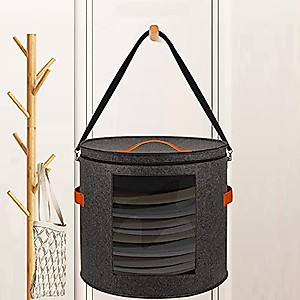 kushon Oversized Hat Storage Box for Women & Men，19" D x 17" H Cowboy Hat Boxes with 1 Wood Hook Felt travel Round Hat Organizer Box with Dustproof Lid