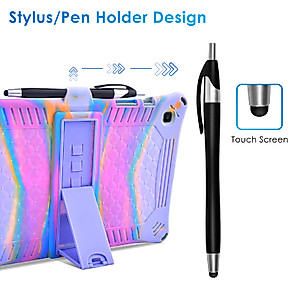 DETUOSI Case for Samsung Galaxy Tab S6 Lite 10.4" 2024/2022/2020 with Shoulder Strap, Stylus Pen, Multi-Angle Soft Silicone Case for Galaxy S6 Lite Tablet, Model(SM-P610/P613), Rose Red & Purple