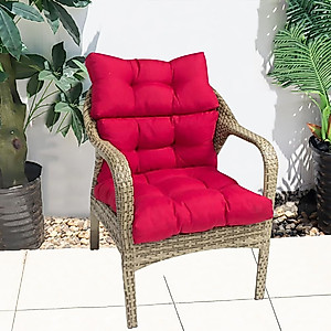 COGINQUS Indoor/Outdoor High Back Chair Cushion-Premium Tufted Deep Seat Cushion with Ties,Patio Rocking Chair Replacement Seat Pads for Outdoor Furniture (Burgundy)