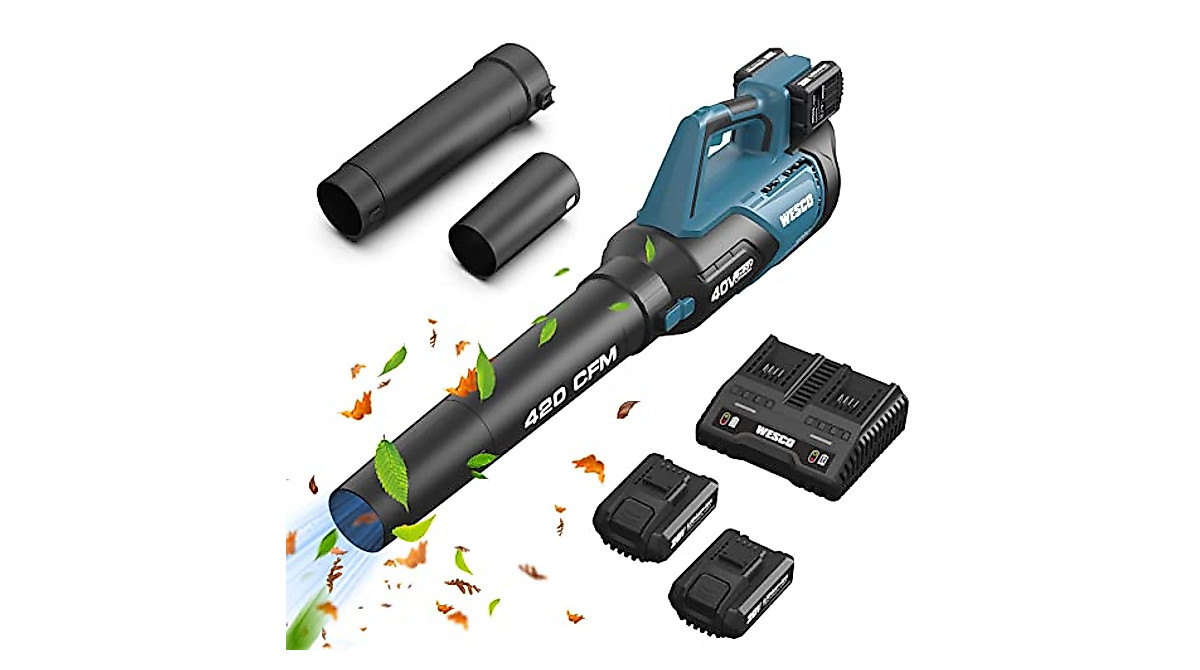 WESCO 40V Max Cordless Leaf Blower - Powerful, Lightweight & Eco-Friendly