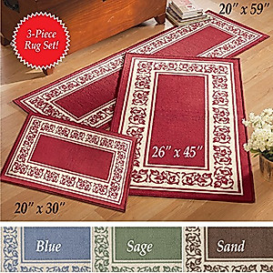 Madison Home Floral Border 3 Piece Rug Set, Sand